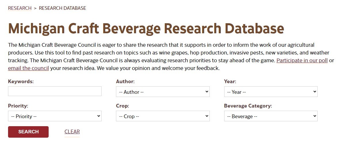 Research Database | Michigan Craft Beverage Council